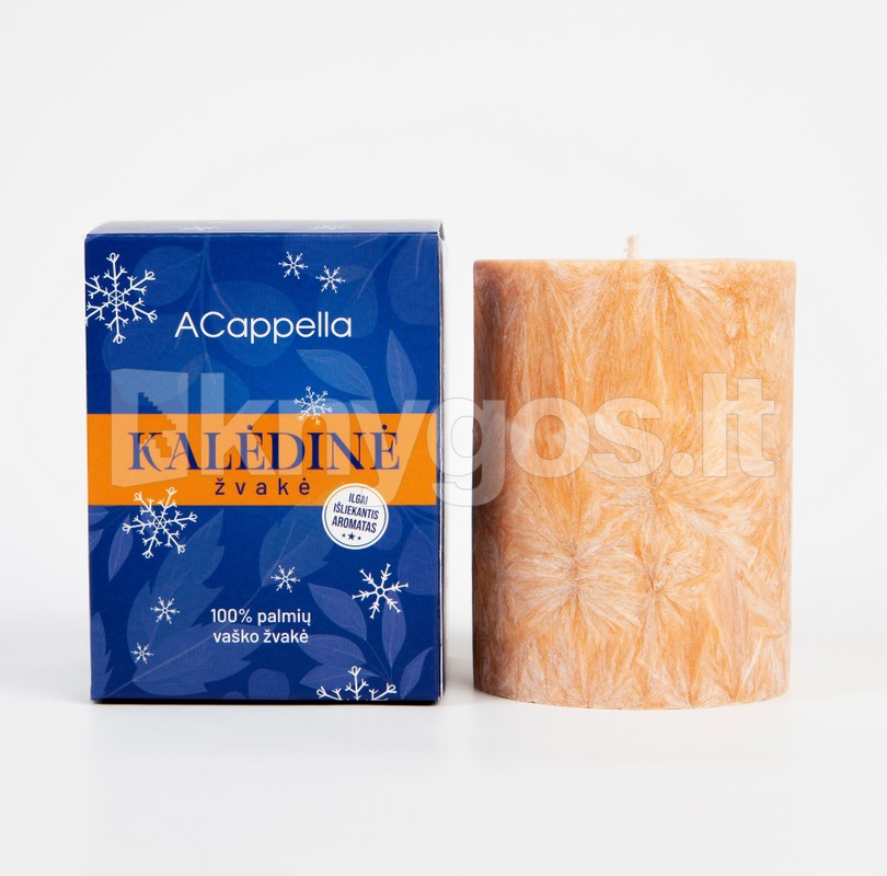 „Kalėdinė“ rankų darbo 100% palmių vaško žvakė, apelsi..