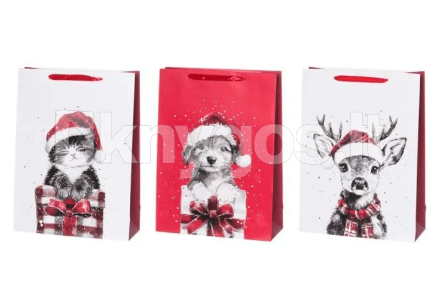 Kalėdinis dovanų maišelis „Gnome Animals“, 1 vnt., 31 x 12 x 42 cm