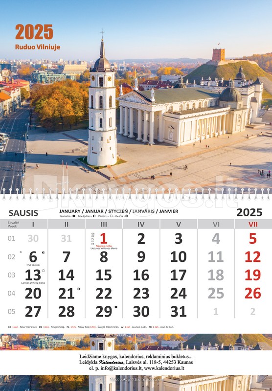 Sieninis kalendorius 2025 m. RUDUO VILNIUJE (1 mėn.)