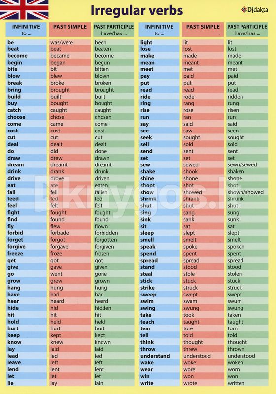 Irregular verbs (A4) | Knygos.lt