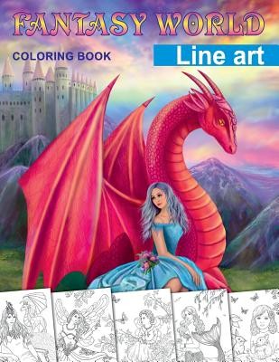 Fantasy World. Line art coloring book | Knygos.lt