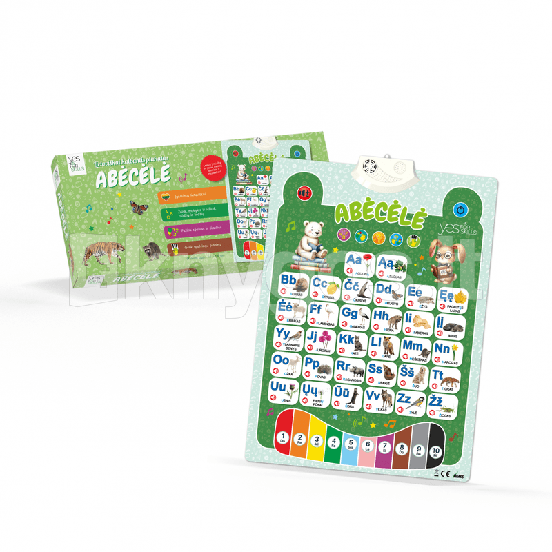 Yes For Skills lavinamasis lietuviškai kalbantis plakatas „Abėcėlė“