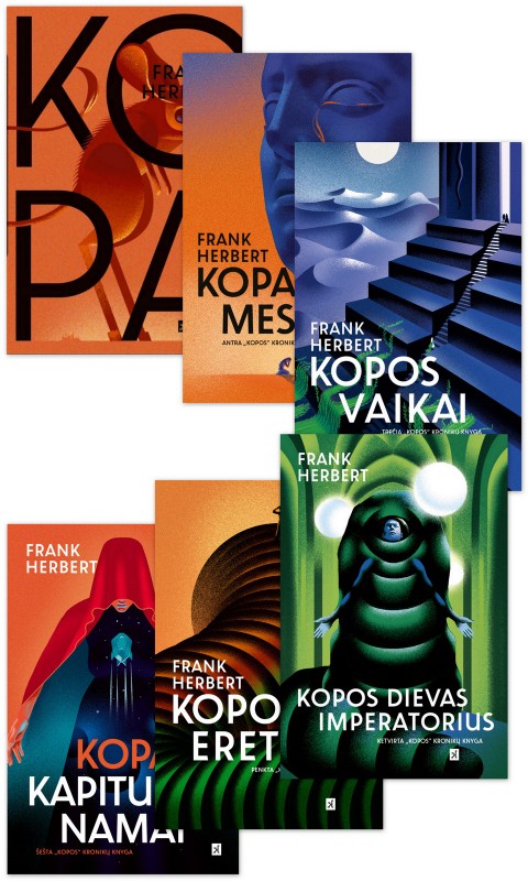 Frank Herbert 6 „Kopa“ kronikų serijos knygų rinkinys: Kopa + Mesijas + Kopos vaikai + Kopos ...