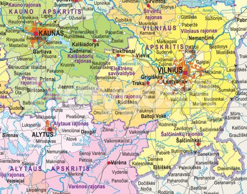 Stalinis Lietuvos administracinis ir gamtinis žemėlapis. Dvipusis ...