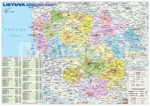 Stalinis Lietuvos administracinis ir gamtinis žemėlapis. Dvipusis ...