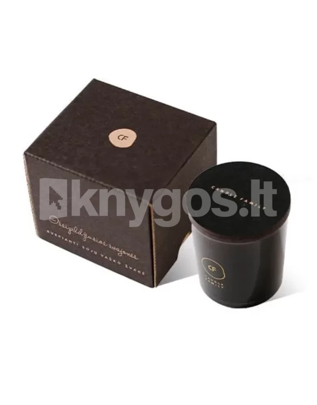 Sojų vaško žvakė stikle su dangteliu „Laimingi namai“