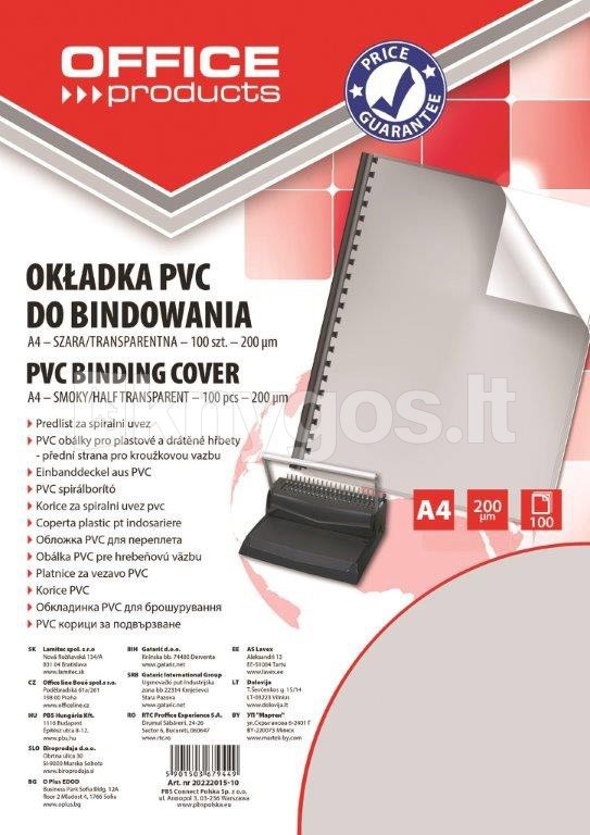 Įrišimo viršeliai PVC skaid.dūm.A4 0,2mm | Knygos.lt